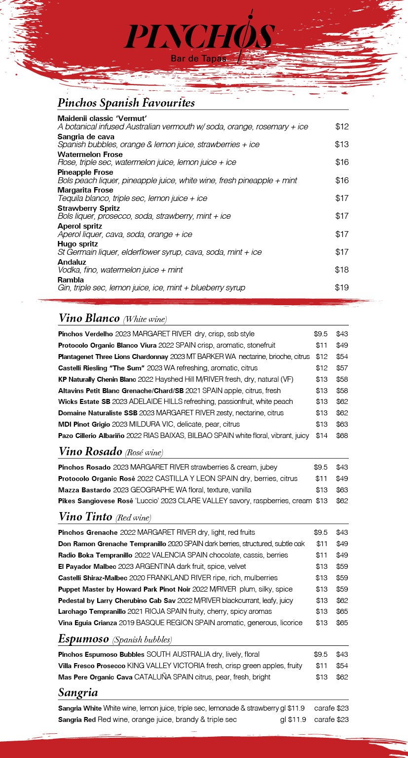 Our Menu — Spanish Tapas Restaurant Perth