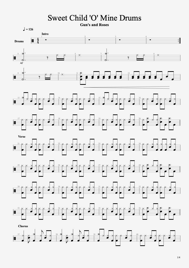 Sweet Child 'O' Mine - Gun's And Roses Drums — Paliatsky Music Lessons ...