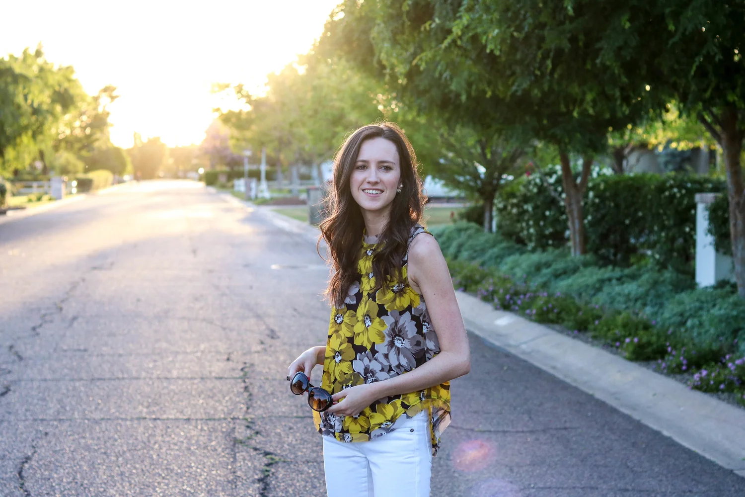 Yellow Floral Print Tank — Blushful Belle