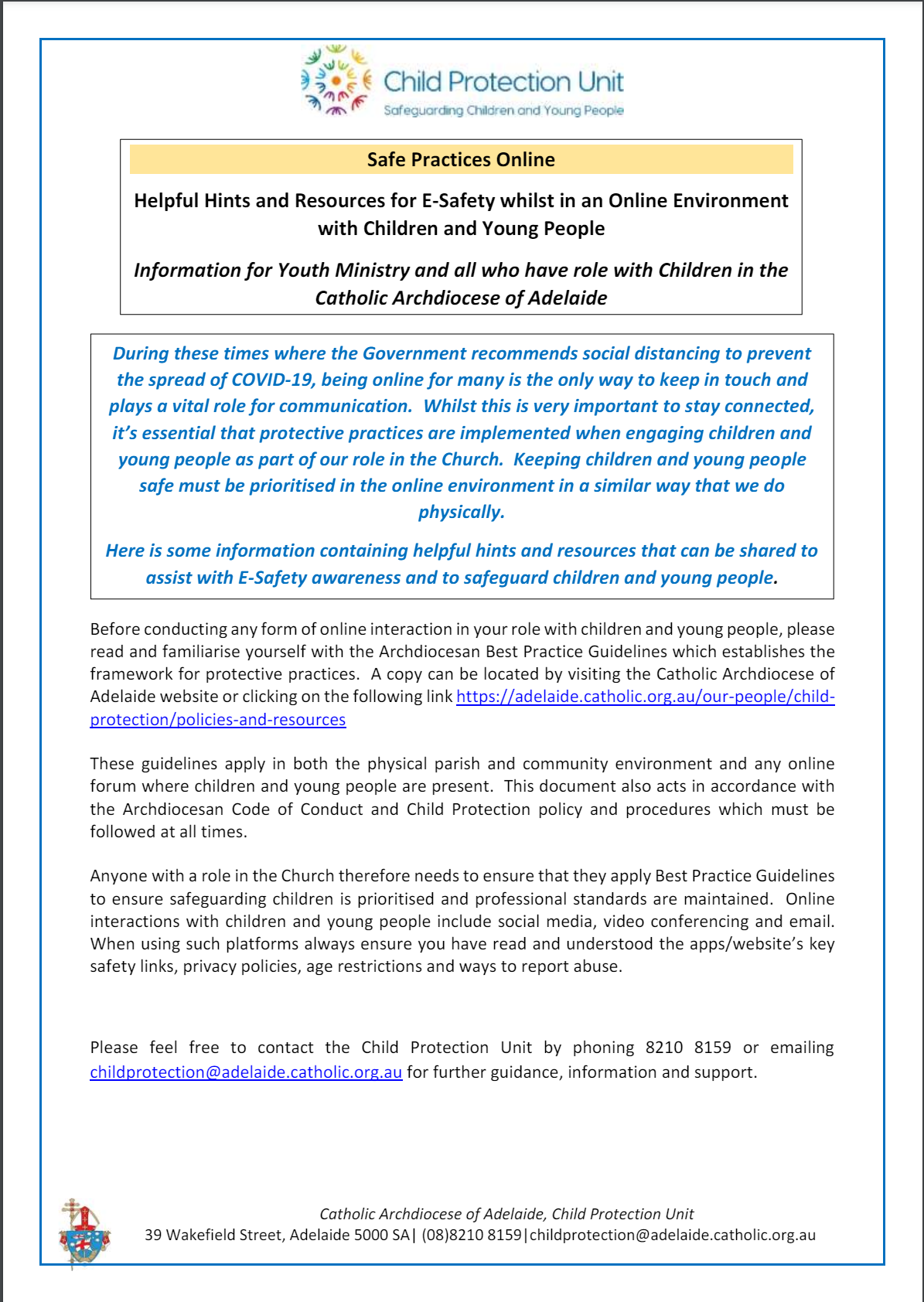 Worksheets, Documents and Printables — COYYA Adelaide