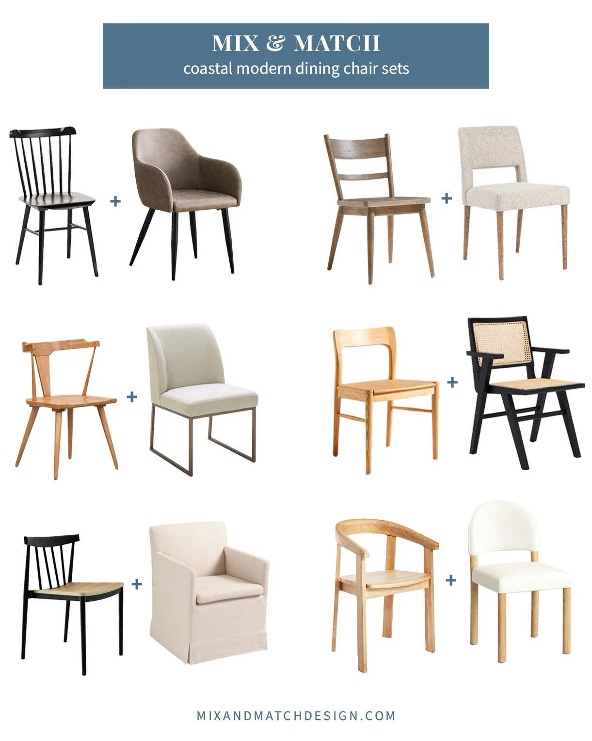 How to Mix and Match Dining Chairs in a Coastal Modern Style
