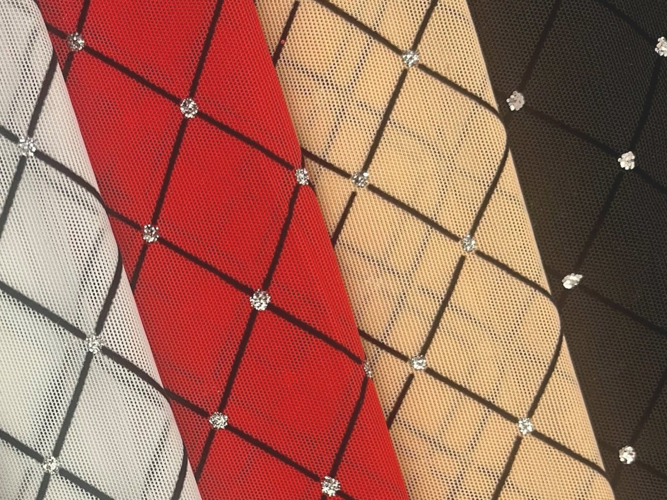 Diamonds Glitter Flock Stretch Mesh — NK Textile