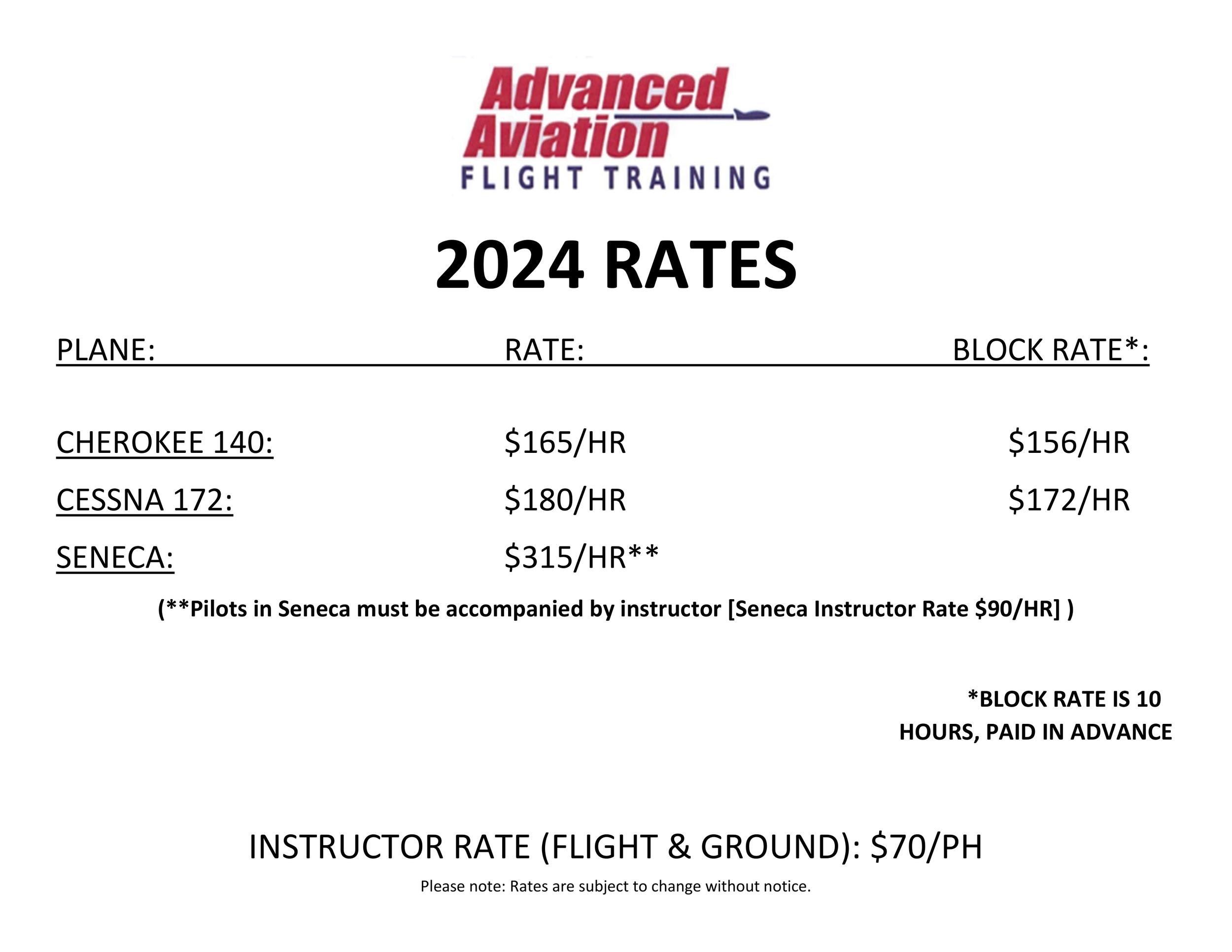 Rates — Advanced Aviation