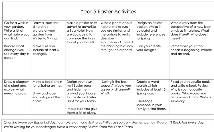 Year 5 Home Learning Week 3 — Dale Community Primary School