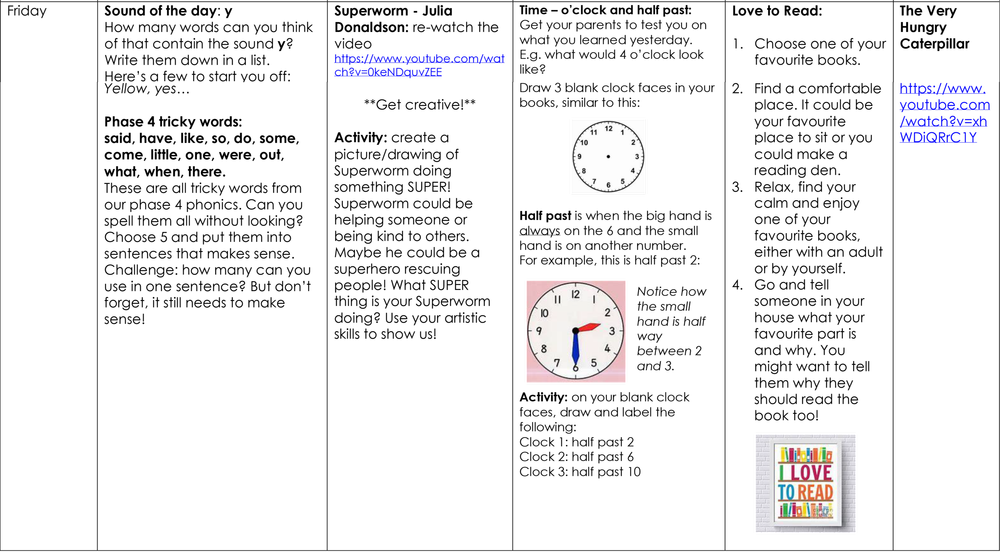Year 1 Home Learning Week 8 — Dale Community Primary School
