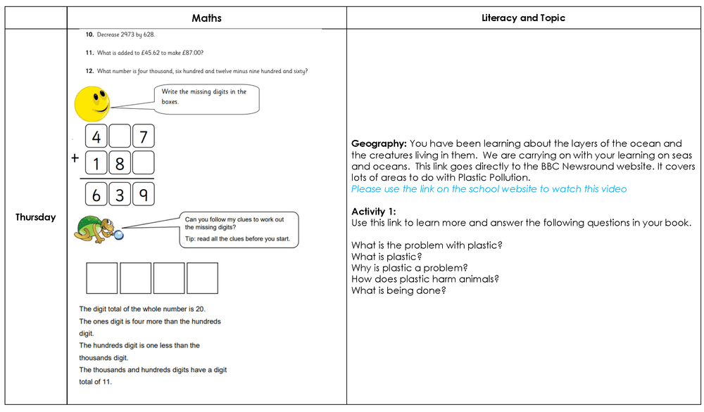 Year 4 Home Learning Week 12 — Dale Community Primary School