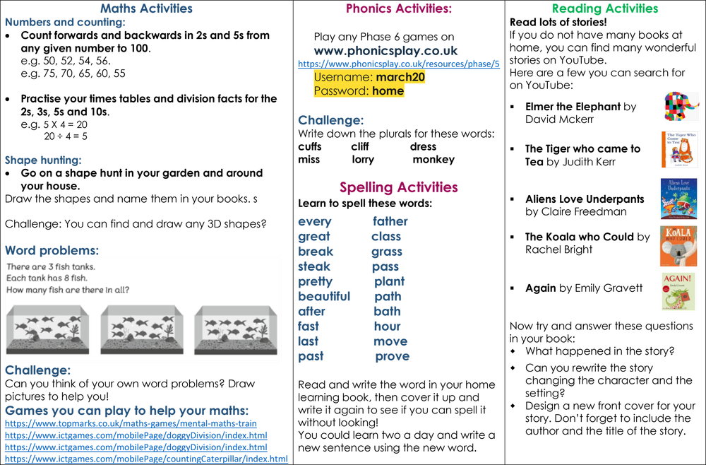 Year 2 Home Learning Week 14 — Dale Community Primary School