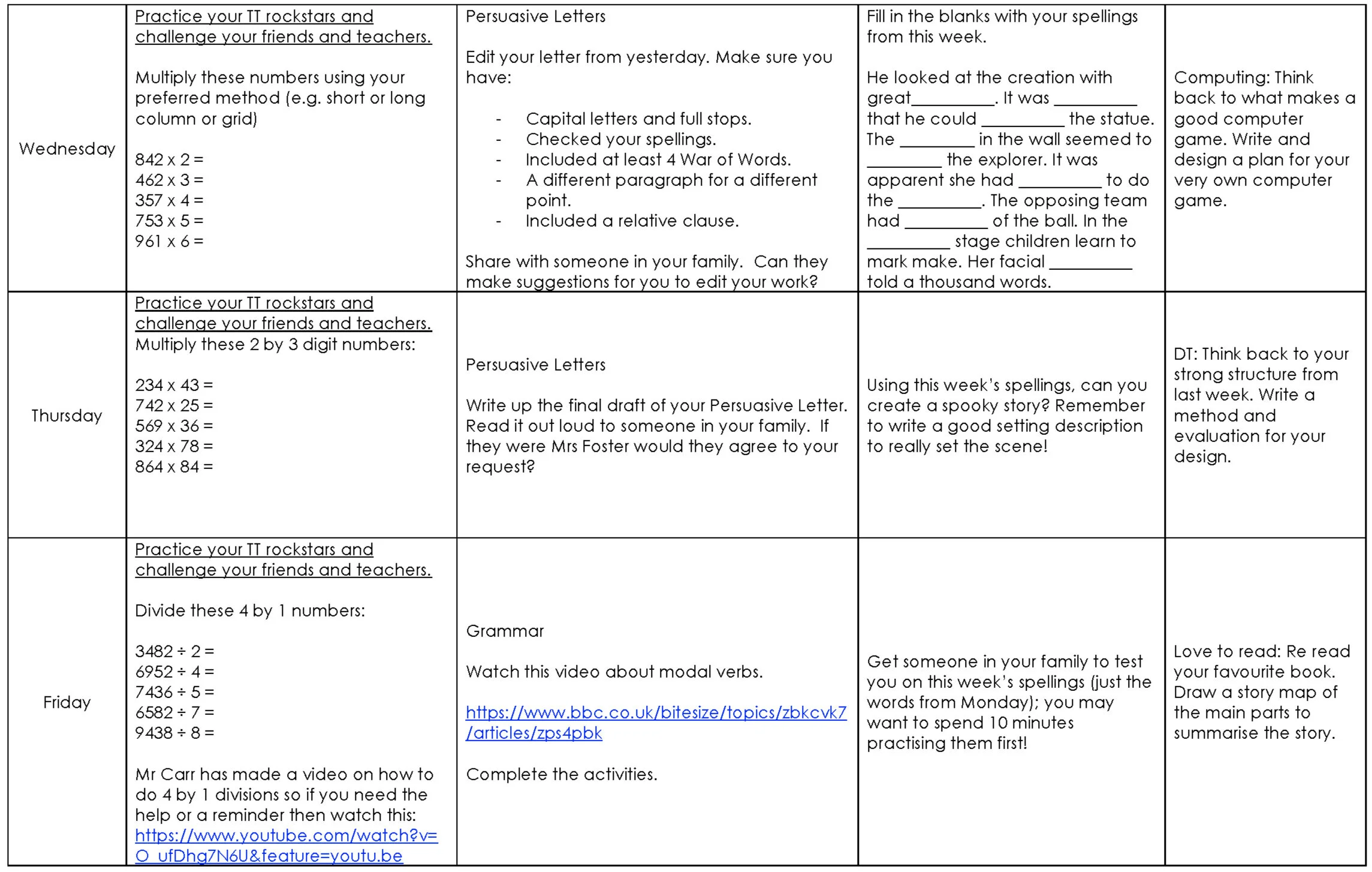 Year 5 Home Learning Week 16 — Dale Community Primary School