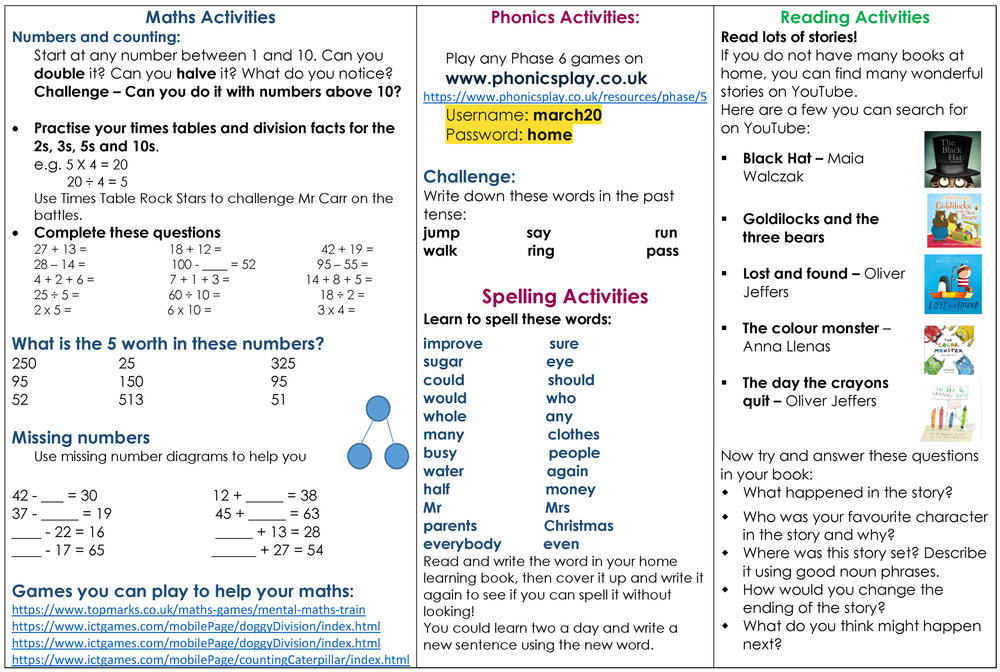 Year 2 Home Learning Week 16 — Dale Community Primary School