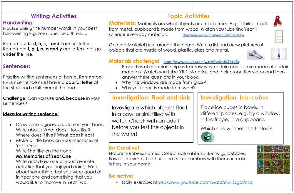 Year 1 Home Learning Week 18 — Dale Community Primary School