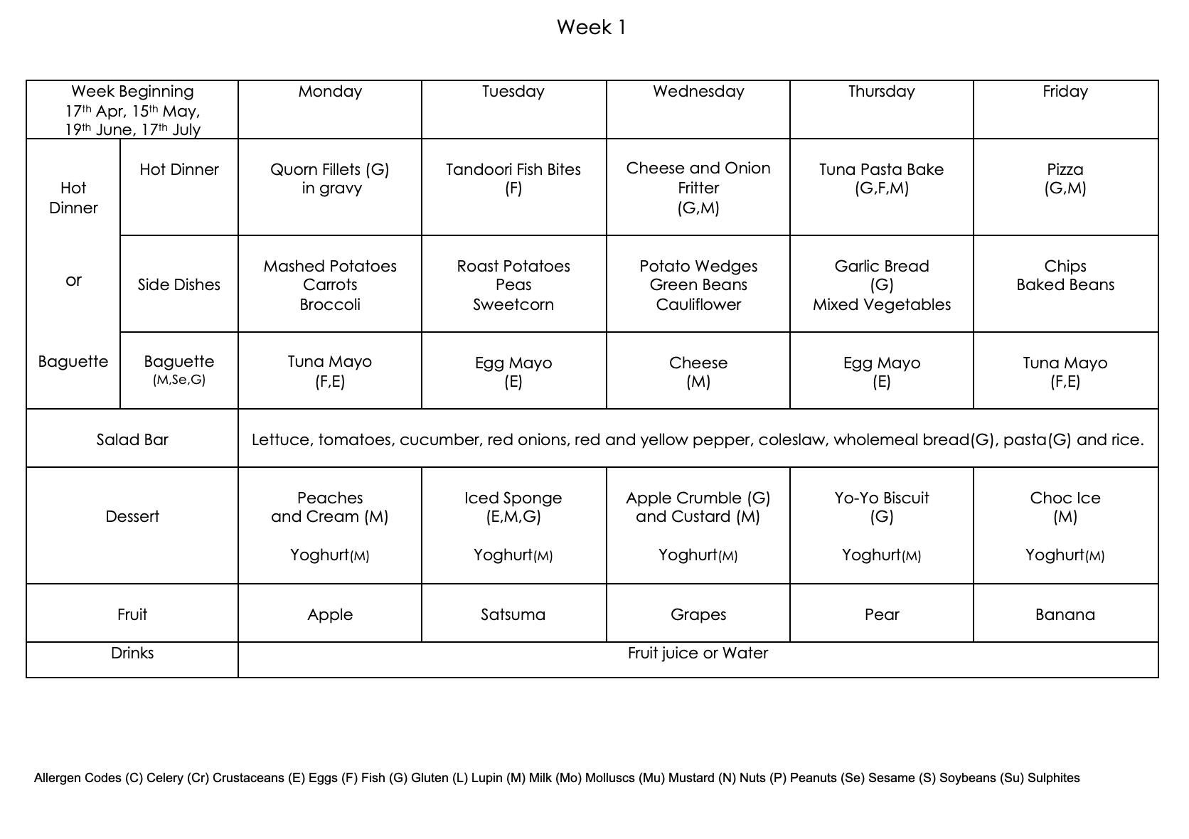School Meals — Dale Community Primary School