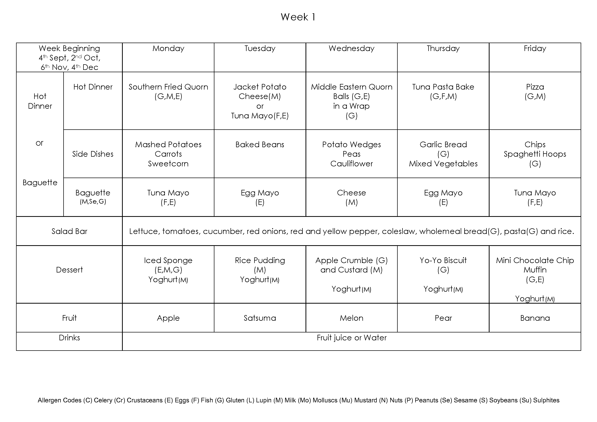 School Meals — Dale Community Primary School