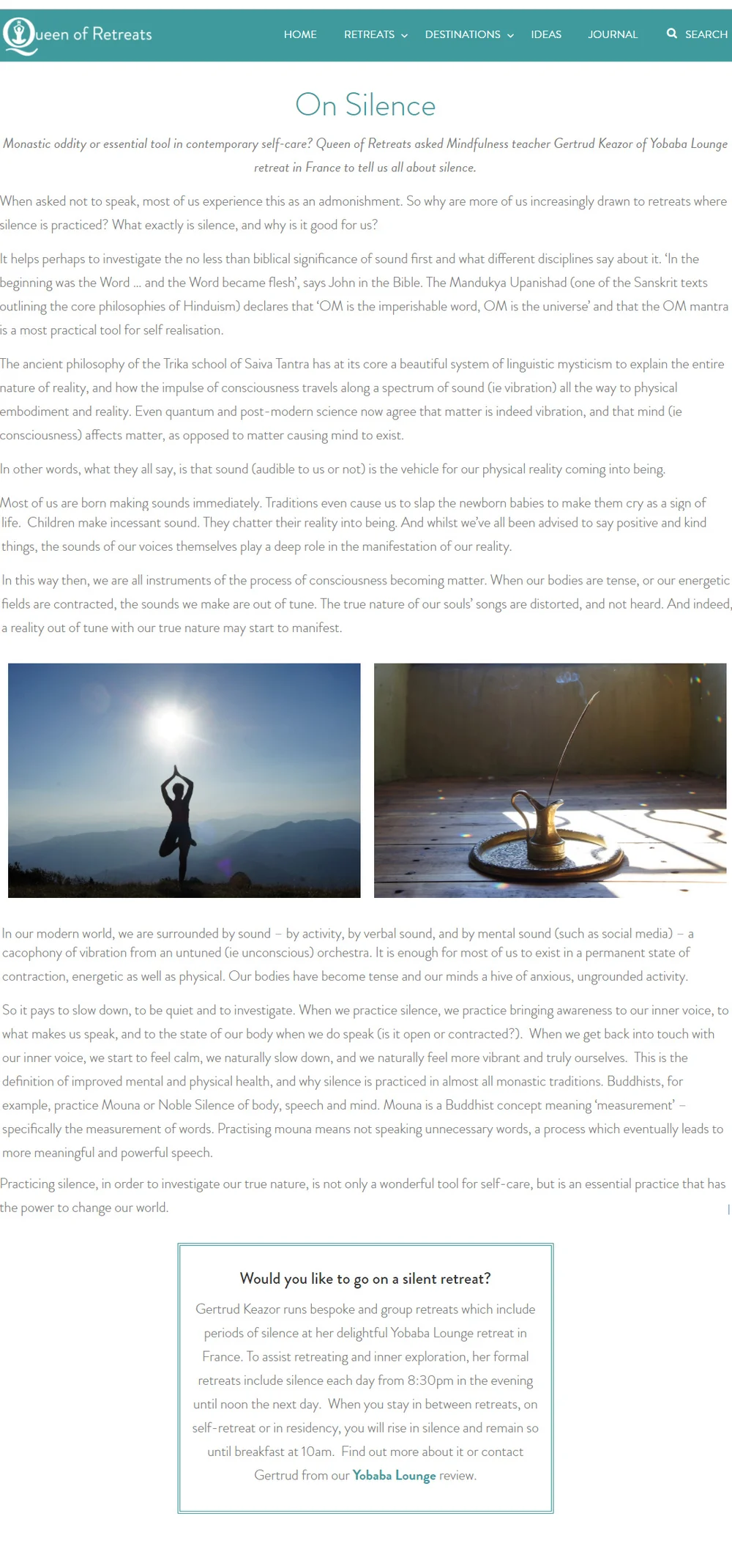 What is Noble Silence, and why is it good for us? — Yobaba Lounge