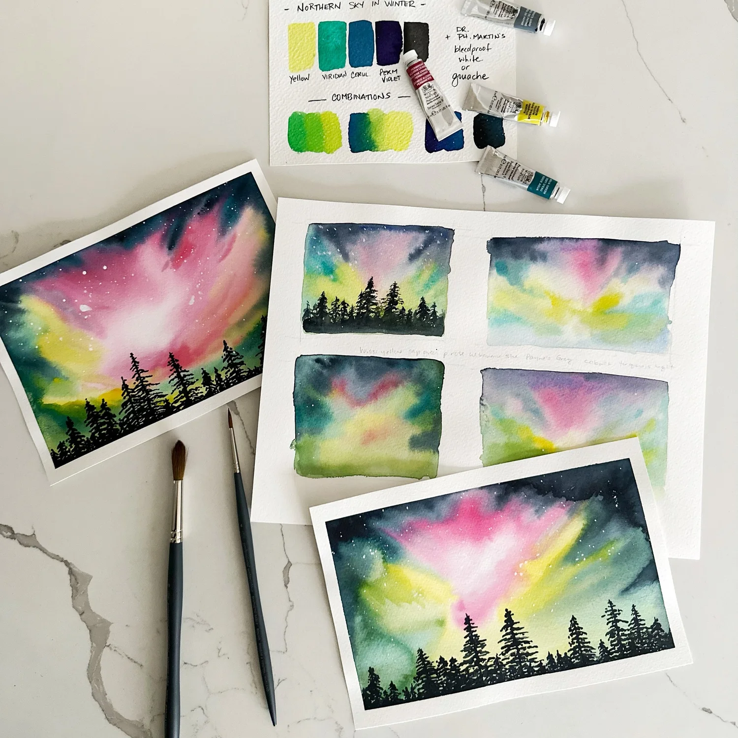 Winsor & Newton Watercolor Tutorial - “Northern Lights” — Nicki Traikos ...