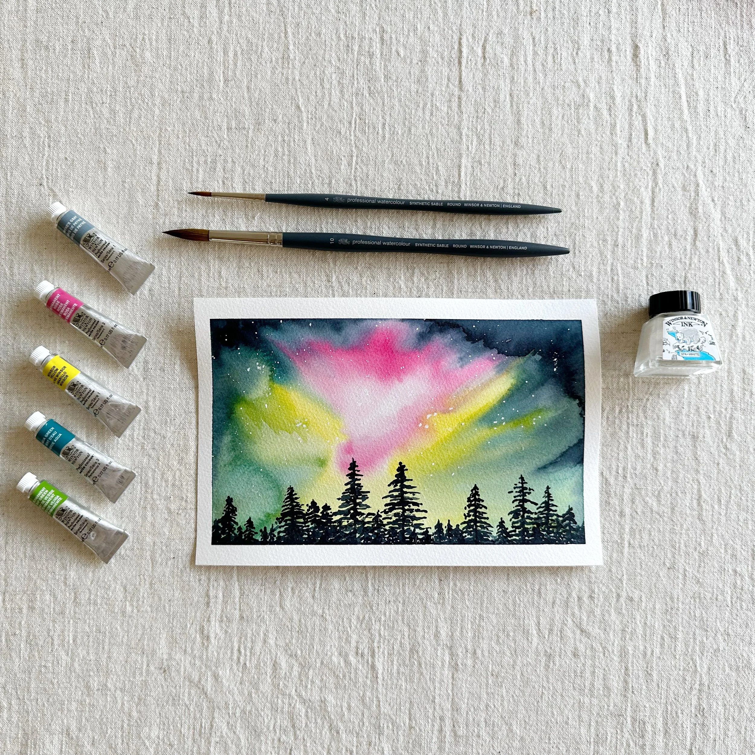 Winsor & Newton Watercolor Tutorial - “Northern Lights” — Nicki Traikos ...