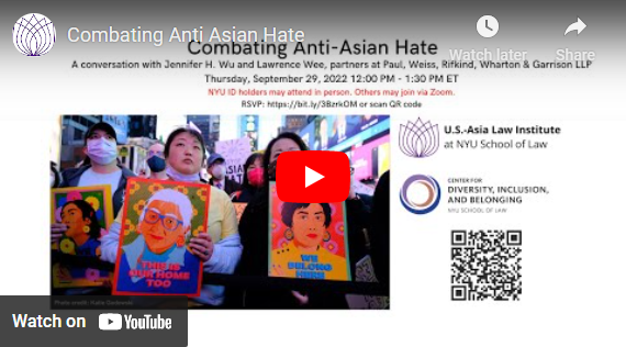 Combating Anti-Asian Hate — U.S.-Asia Law Institute