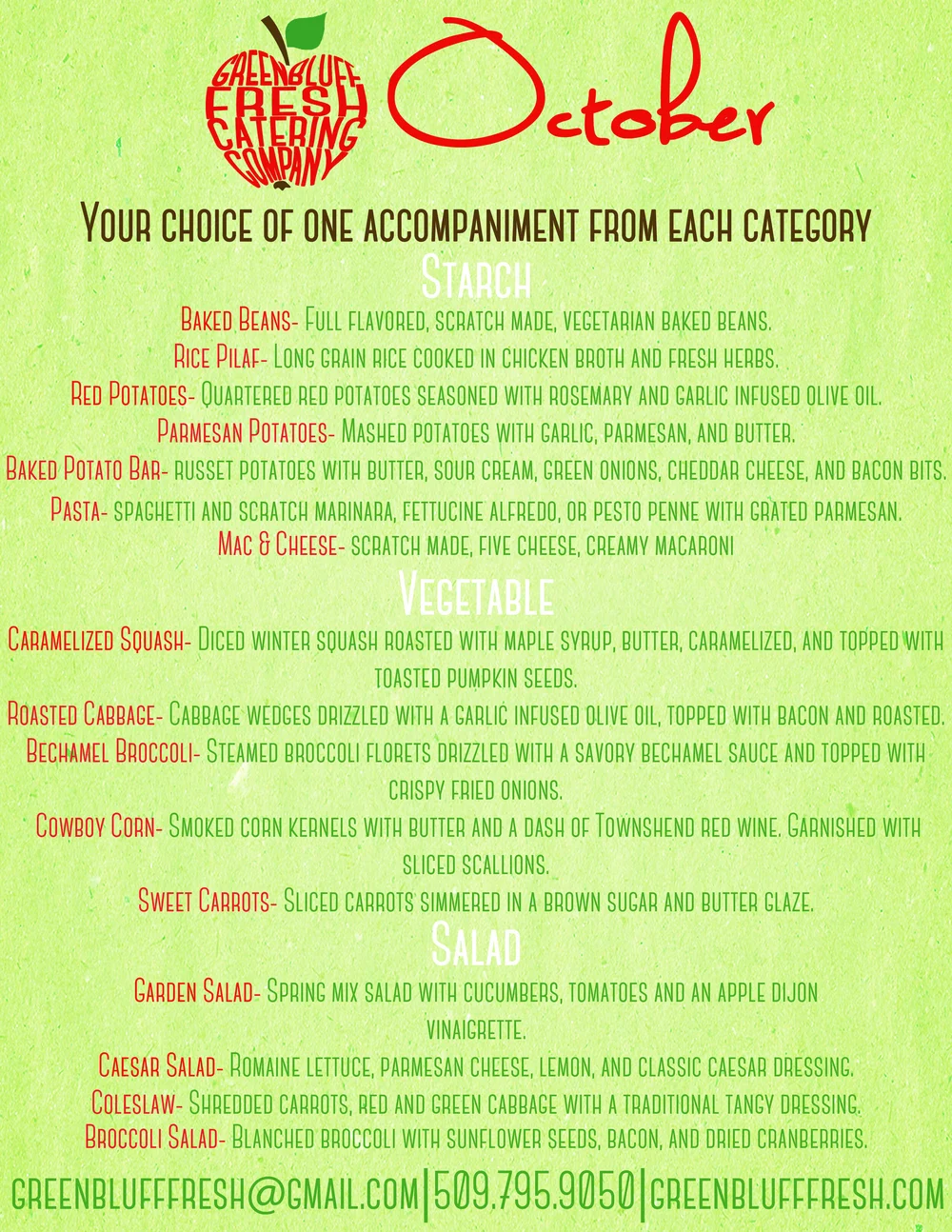 October's seasonal, farm fresh catering menu — Greenbluff Fresh ...