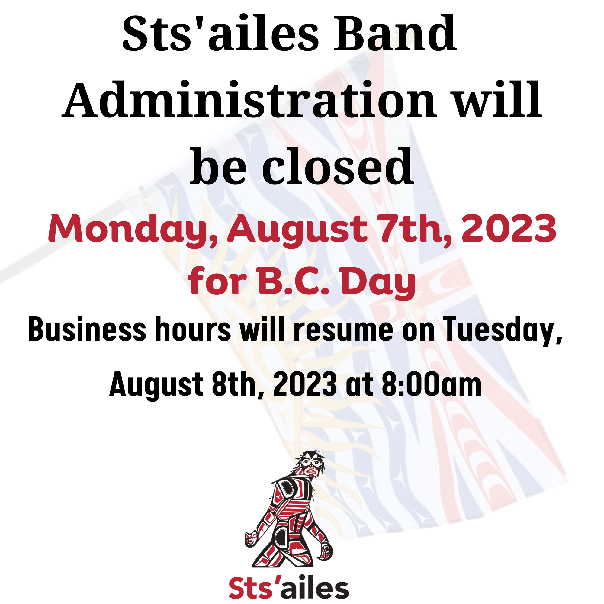 Office Closure (BC Day) — Sts'ailes
