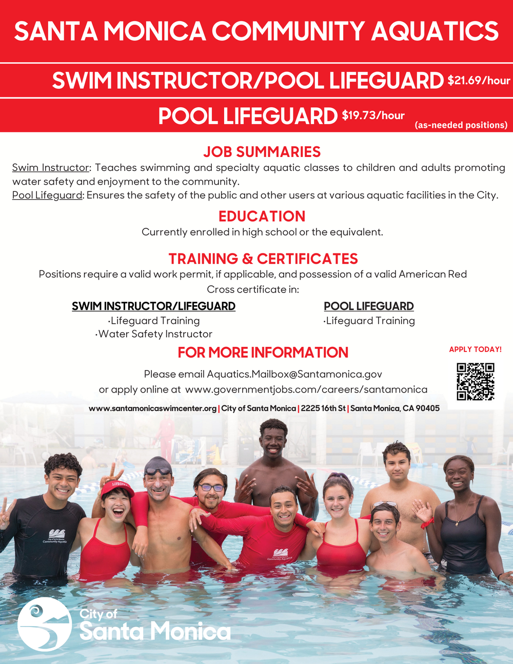 Become A Swim Instructor/Pool Lifeguard or Pool Lifeguard! Join Our ...