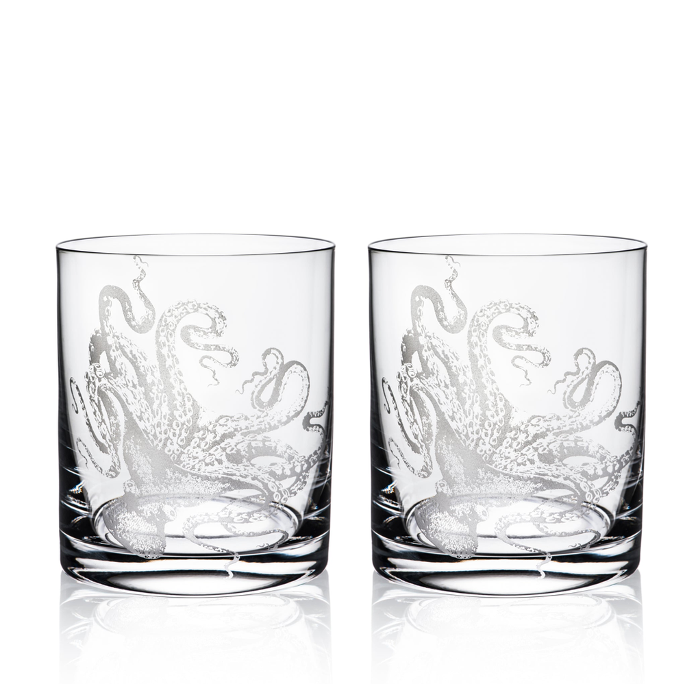 Octopus Etched Glass