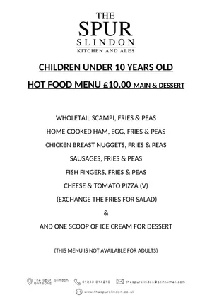 Menu — THE SPUR SLINDON