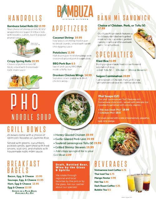SEATAC Menu — Bambuza Vietnam Kitchen & Bar