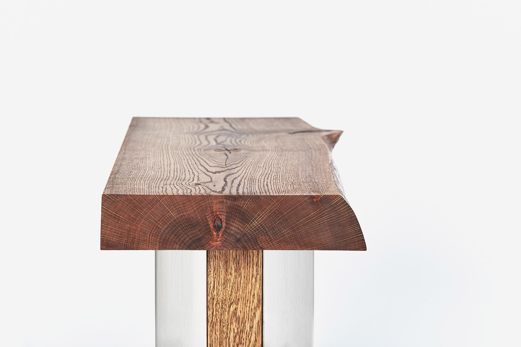 Live Edge Oak Bench with Stainless Steel Legs — Living Edge Handcrafted ...