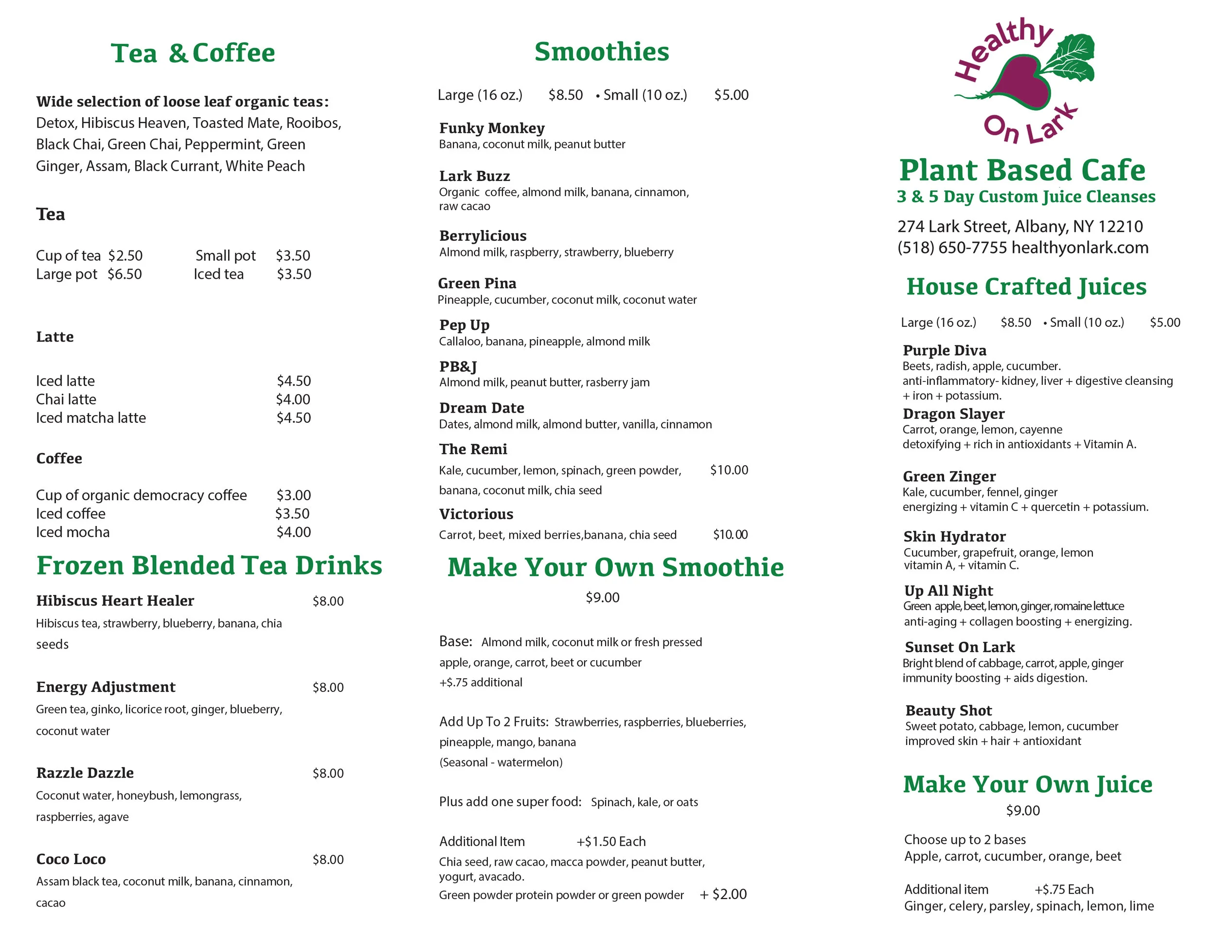 Healthy on Lark Menu — Healthy On Lark