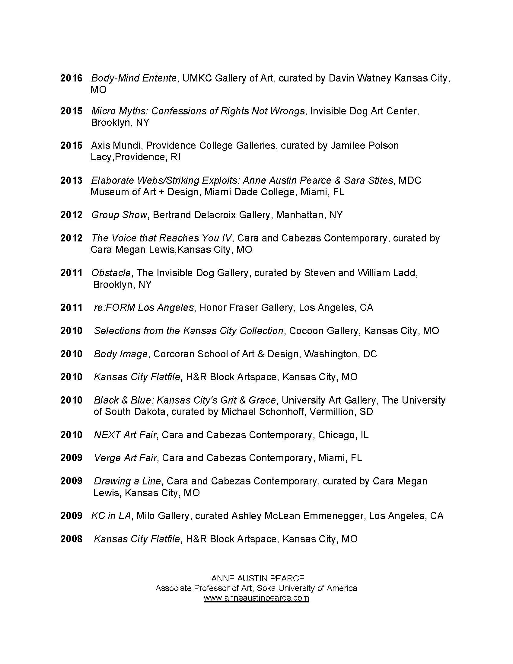 CV — Anne Austin Pearce