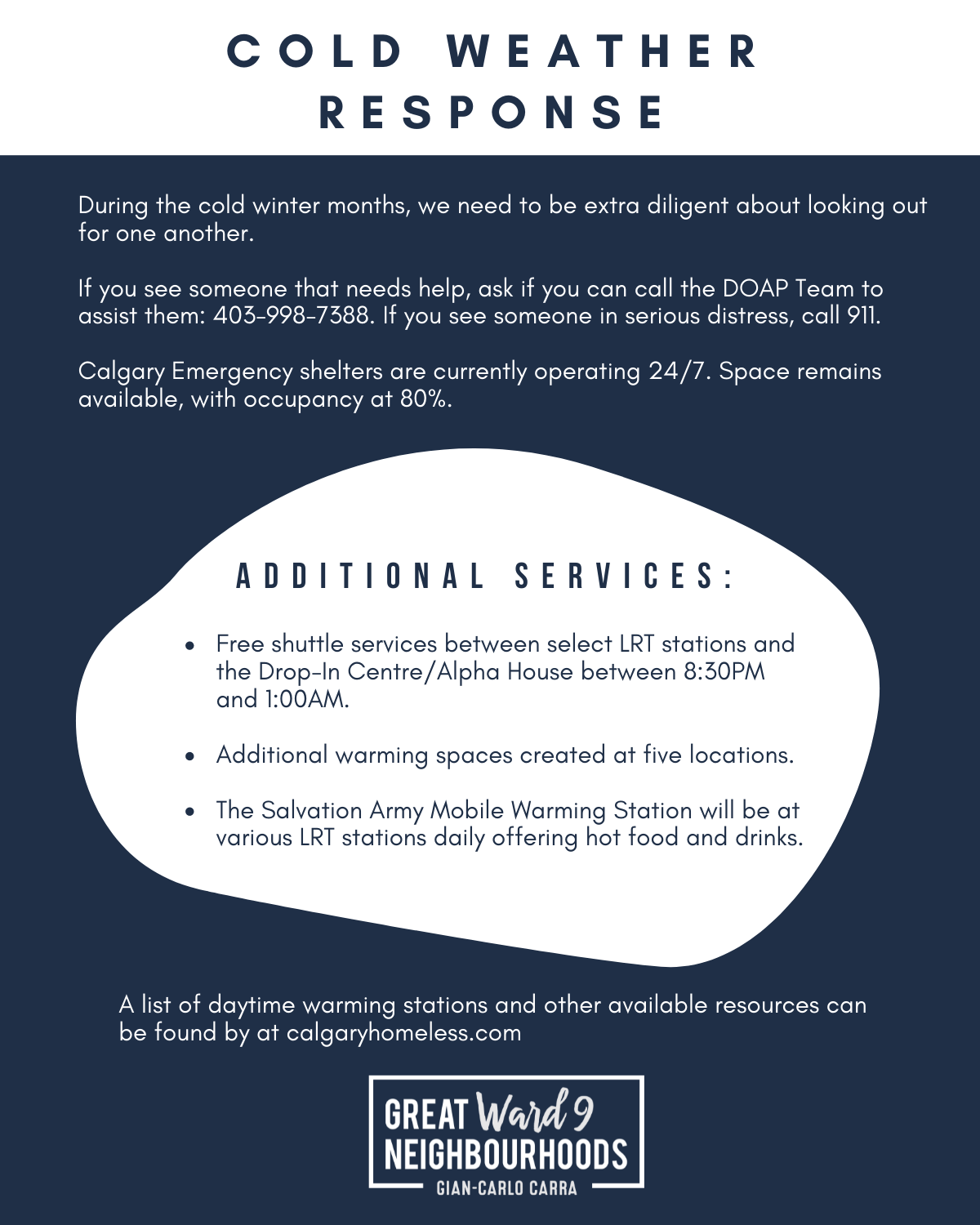 Cold Weather Response — Ward 9 Great Neighbourhoods Calgary – Gian ...