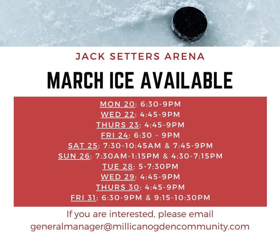 March Ice Availability at Jack Setters Arena — Ward 9 Great ...