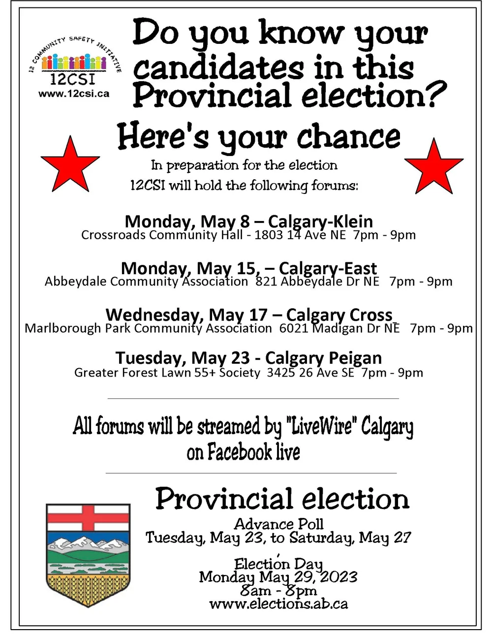 East Calgary Provincial Election Forums — Ward 9 Great Neighbourhoods ...