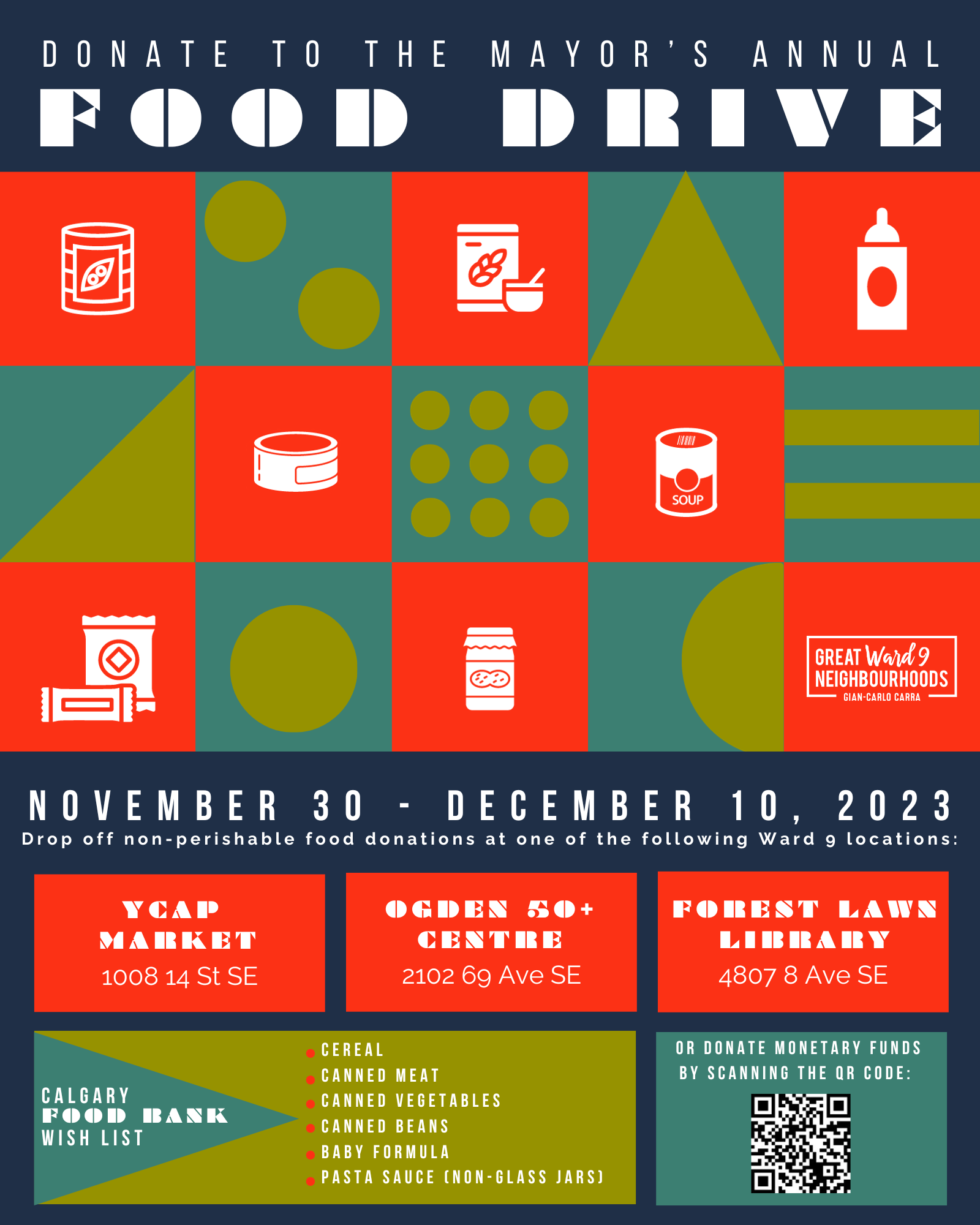 Donate to the Mayor's Annual Food Drive - Nov 30 - Dec 10, 2023 — Ward ...