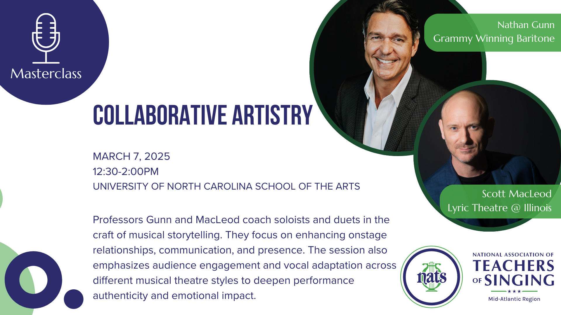 2025 Masterclass and Workshop Information — NATS Mid-Atlantic Region