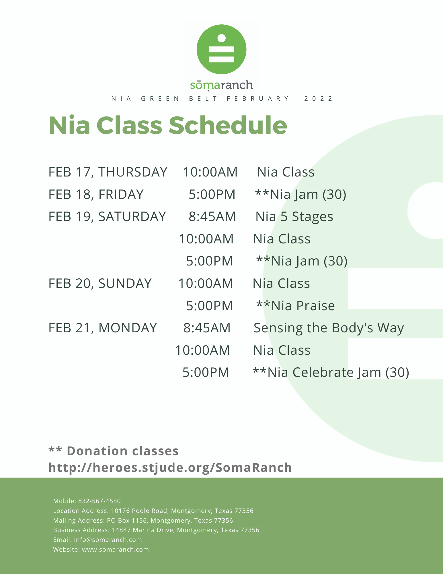 Special Public Nia Classes — Soma Ranch