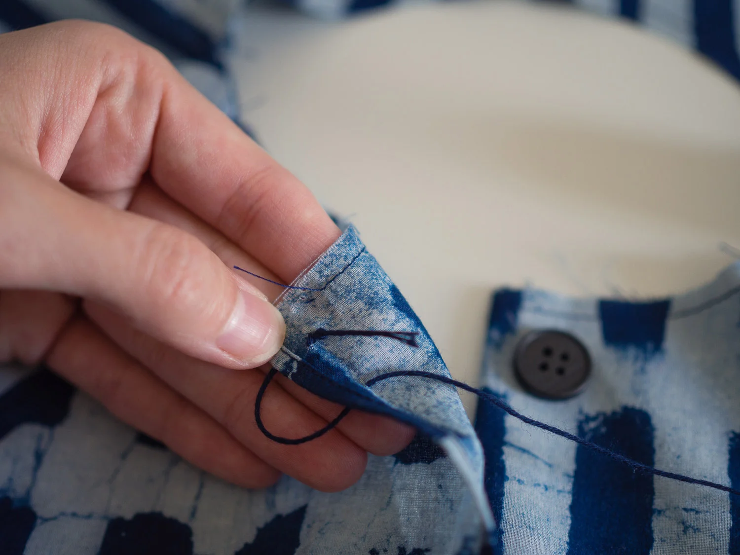 How to sew a hand-stitched button loop — In the Folds