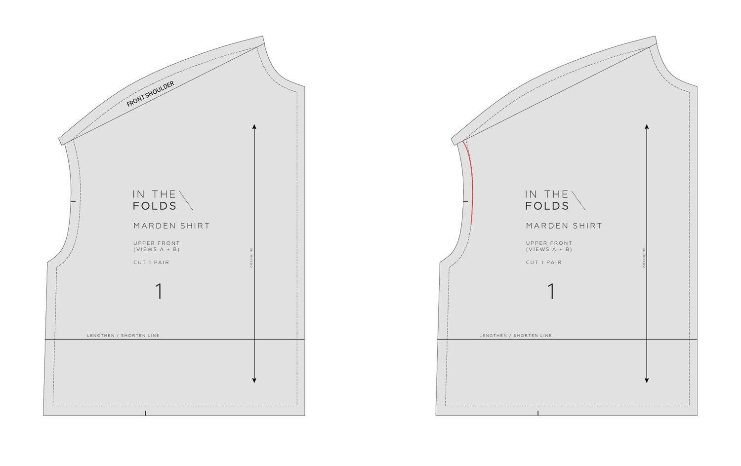 Forward shoulder adjustment on a curved seam — In the Folds