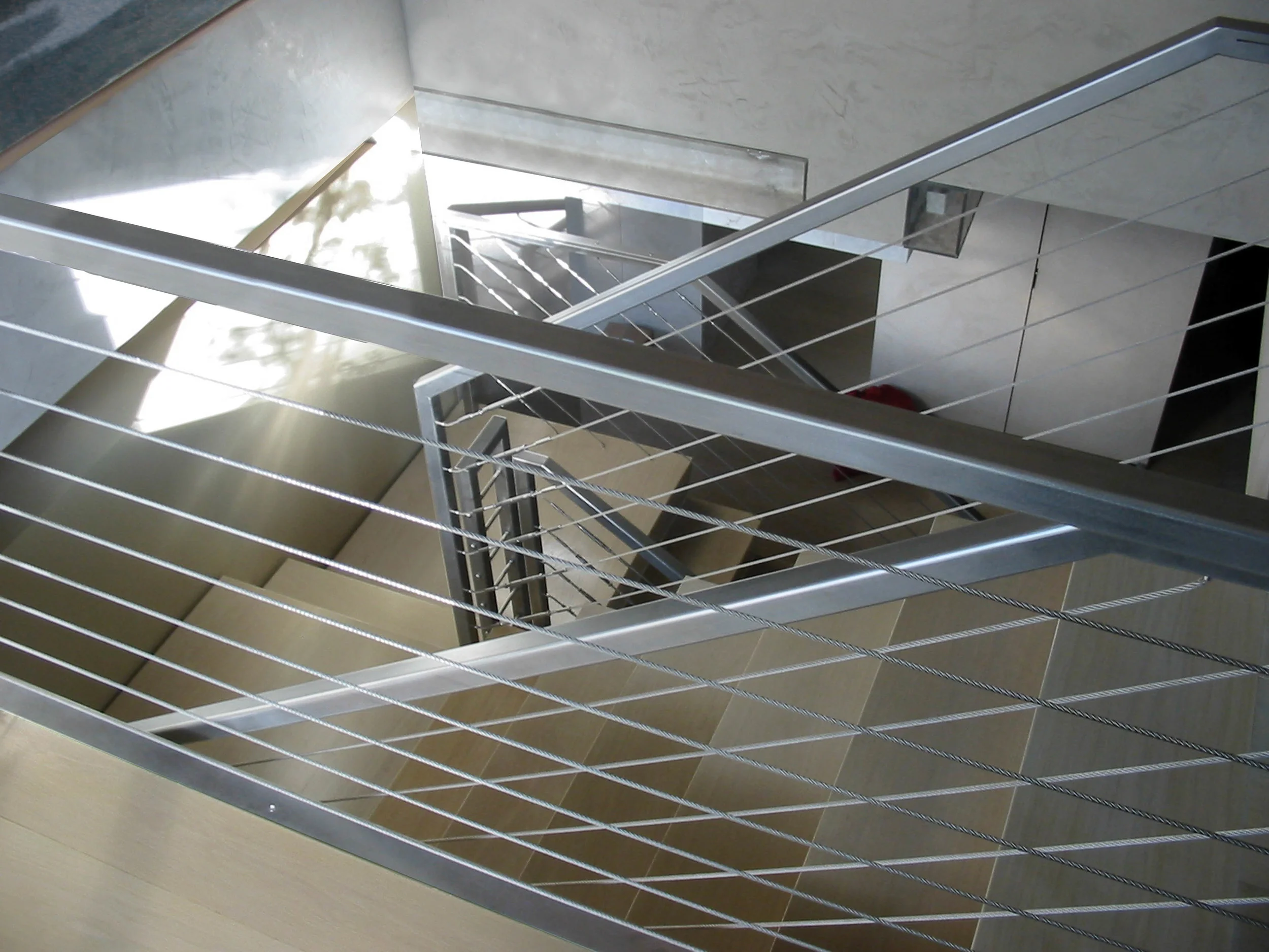 Staircase with Cable Railing — Custom Metal Fabrication in Brooklyn NYC