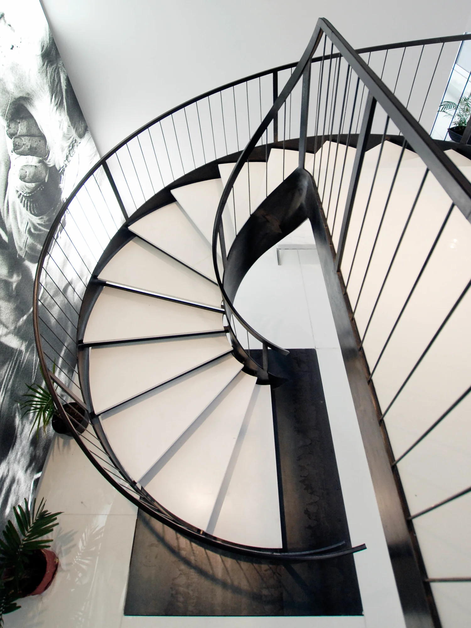 Blackened Steel Helix Staircase — Custom Metal Fabrication in Brooklyn NYC