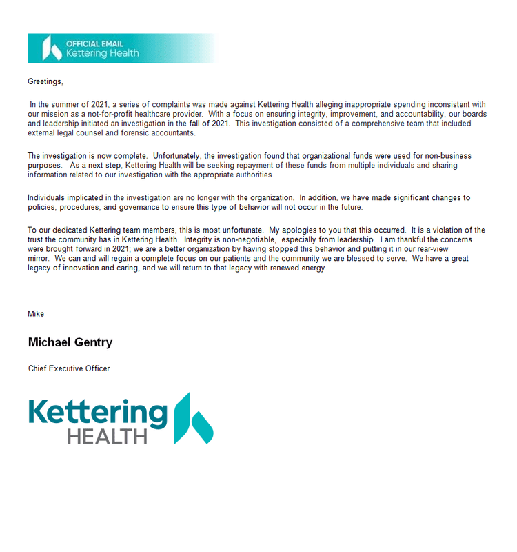 Investigation at Kettering Health Discovers Financial Impropriety ...