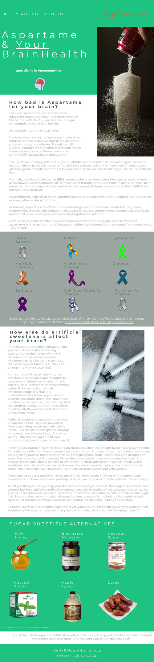 Aspartame and your brain health — HappiHuman by Kelly Aiello Nutrition ...