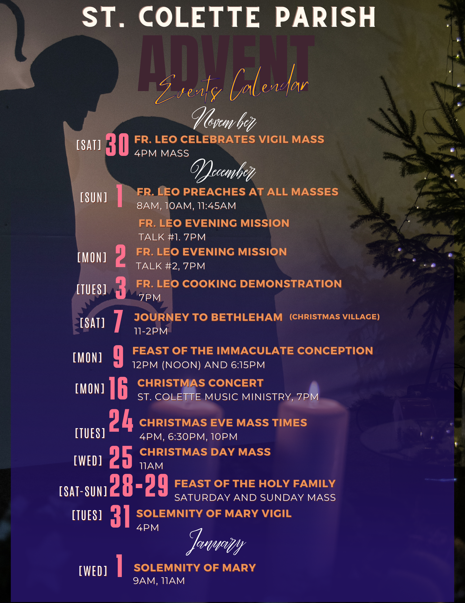 Important Advent Dates — St. Colette Catholic Church