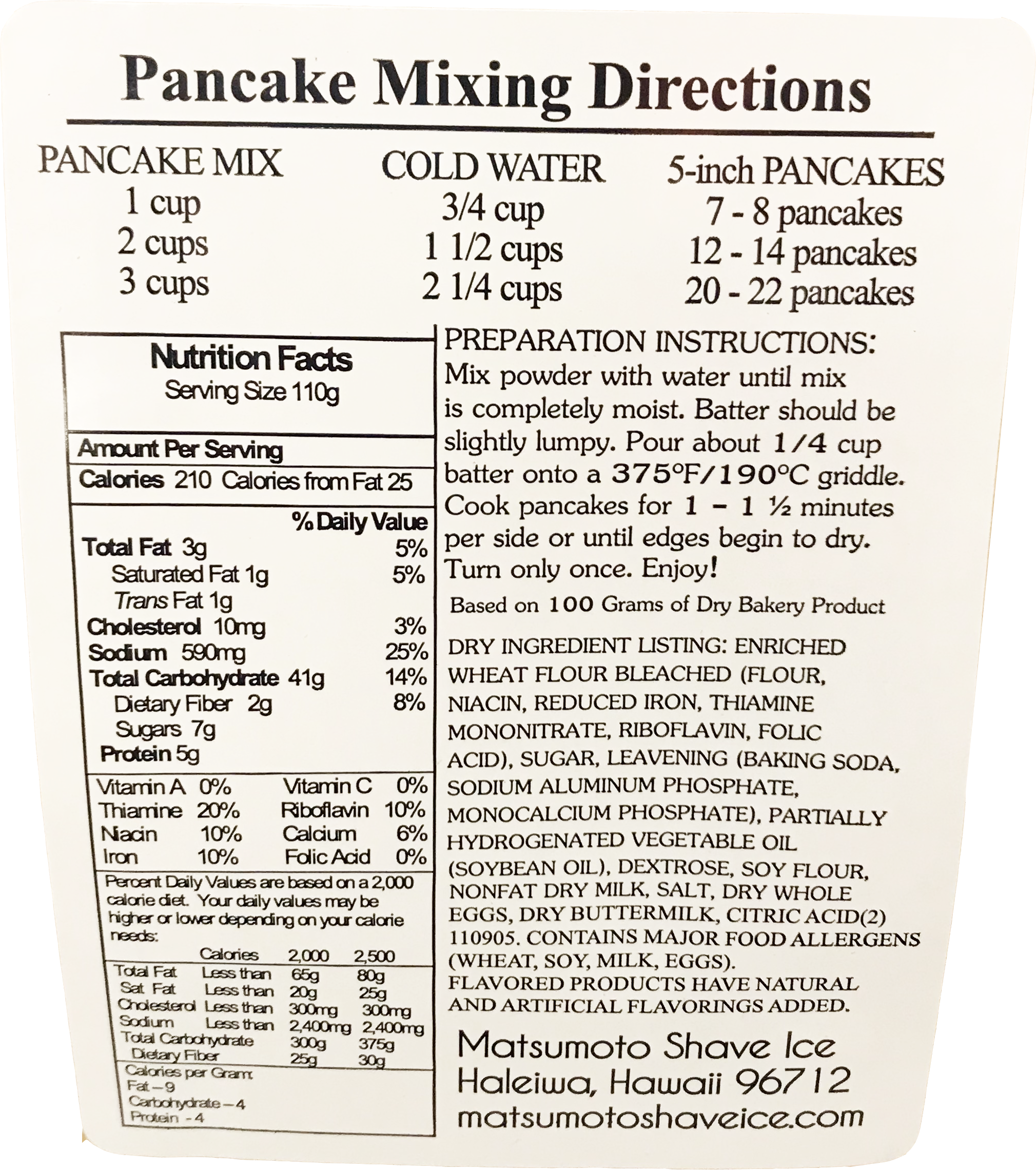 Pancake Mix — Matsumoto Shave Ice