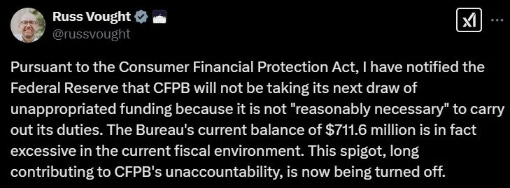 Consumer Financial Protection Bureau (CFPB) Shut Down for a Week ...