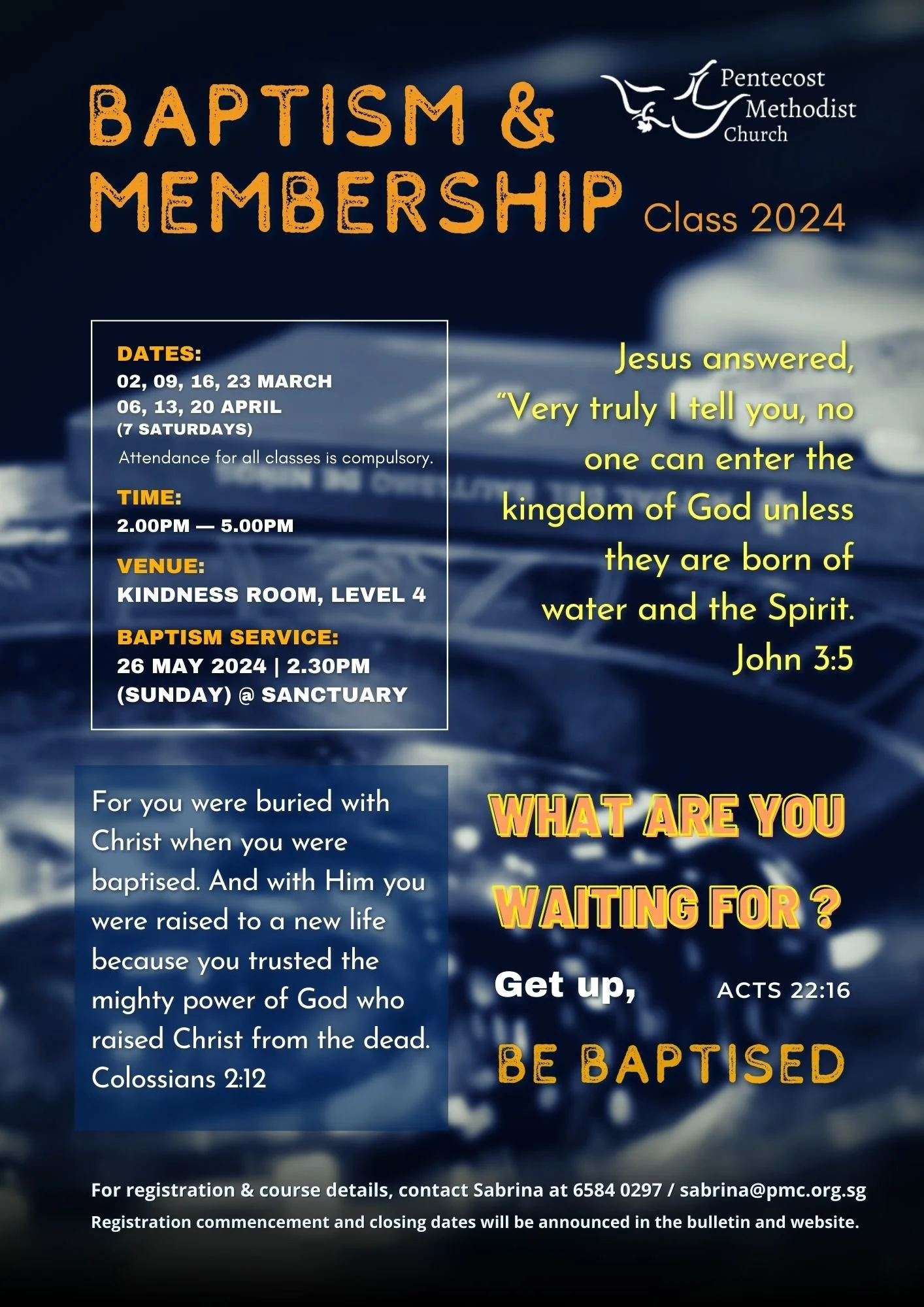 BAPTISM & MEMBERSHIP CLASSES 2024 — Pentecost Methodist Church