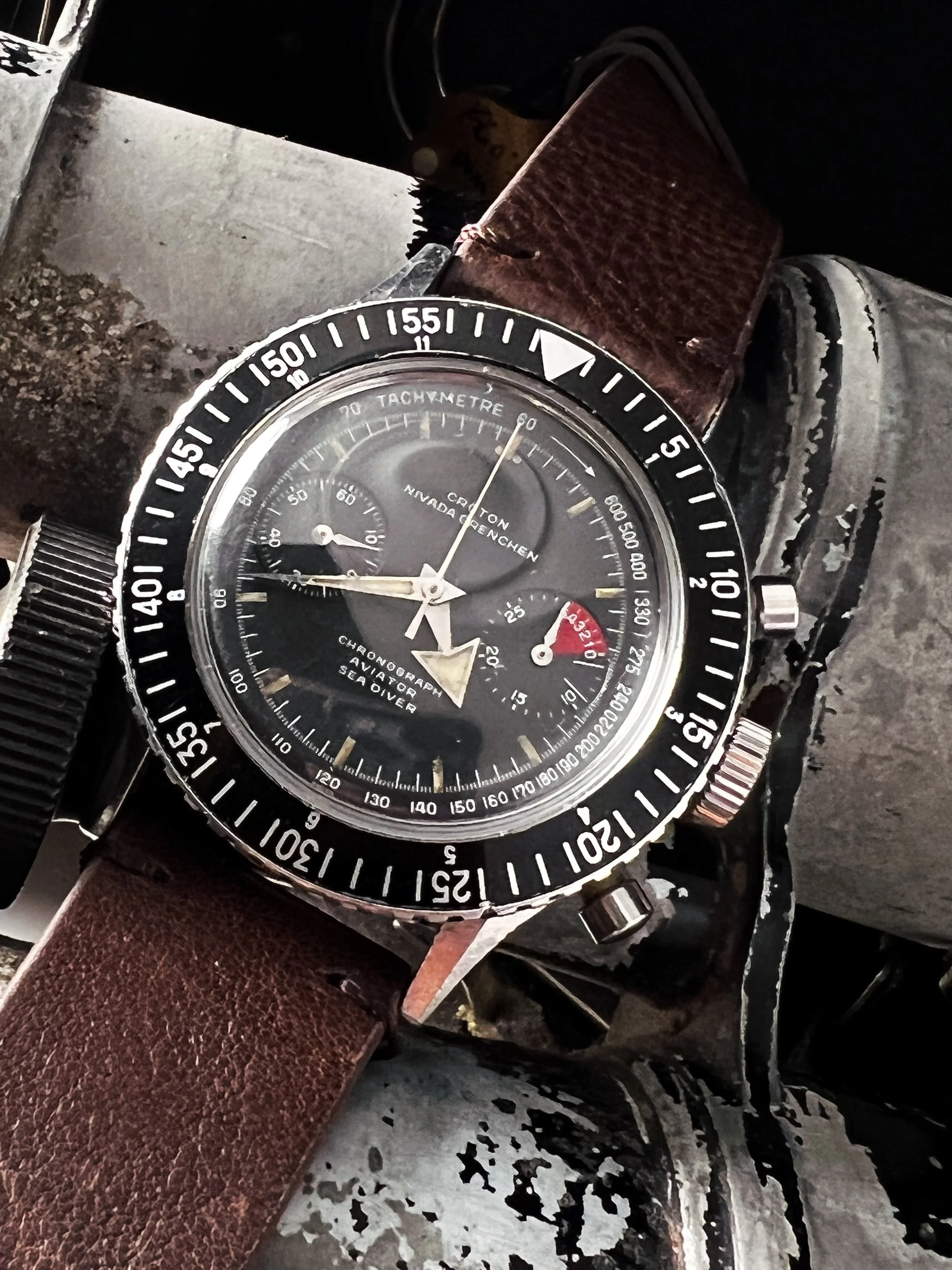 60's Croton Nivada Gretchen Aviator Chronograph — Cool Vintage Watches