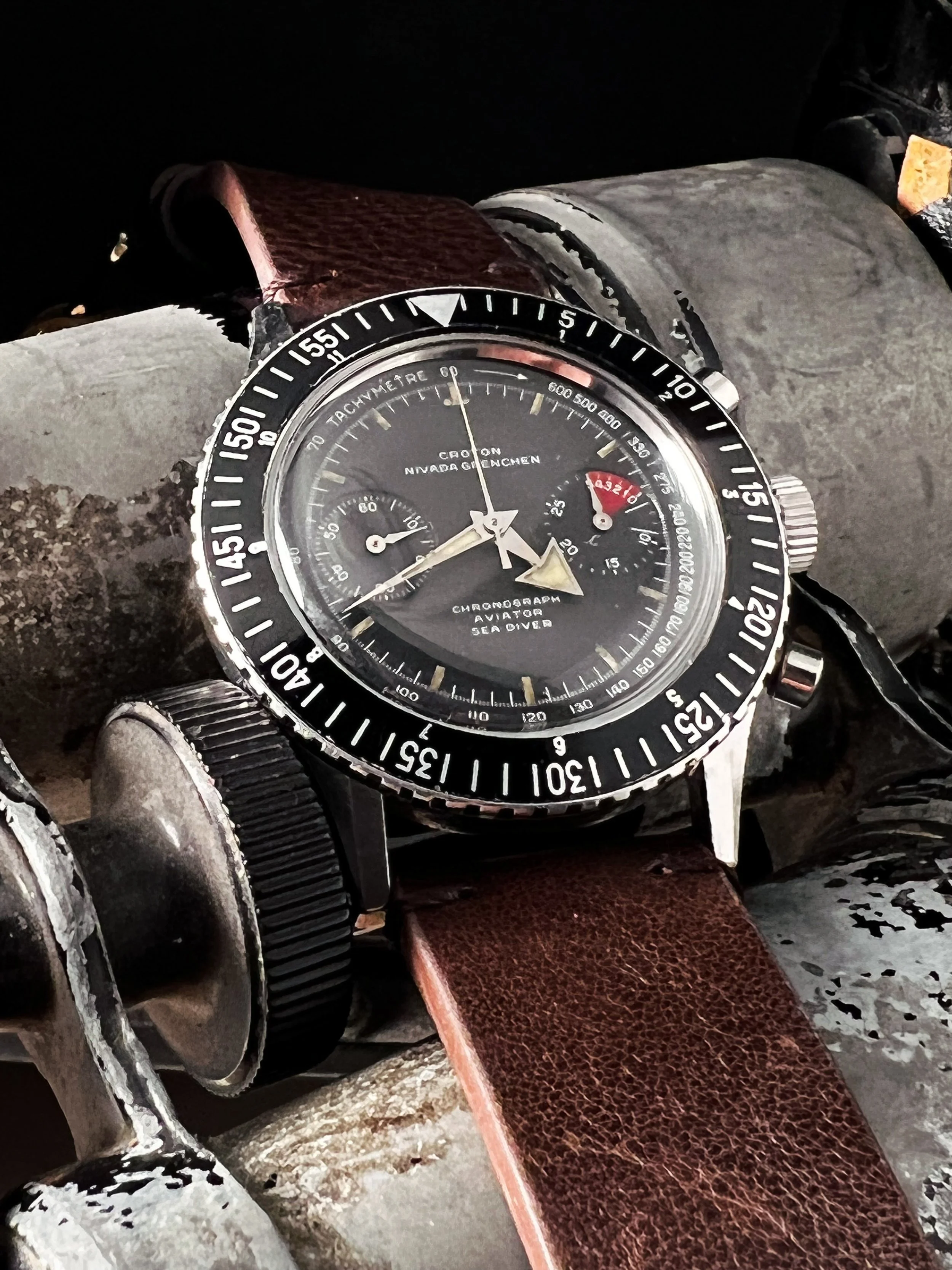 60's Croton Nivada Gretchen Aviator Chronograph — Cool Vintage Watches
