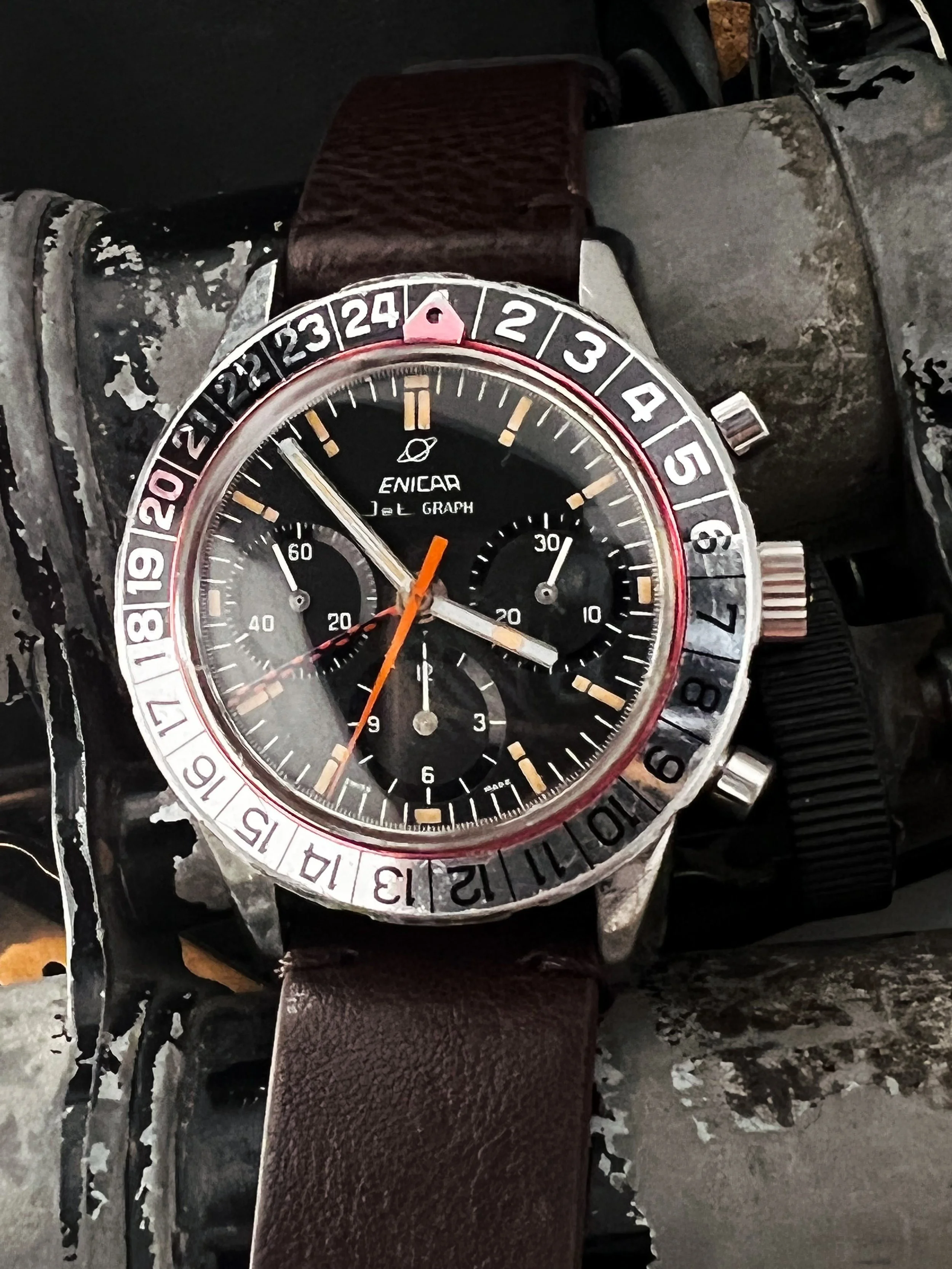 Enicar Jet Graph Chronograph Sherpa 300 GMT — Cool Vintage Watches