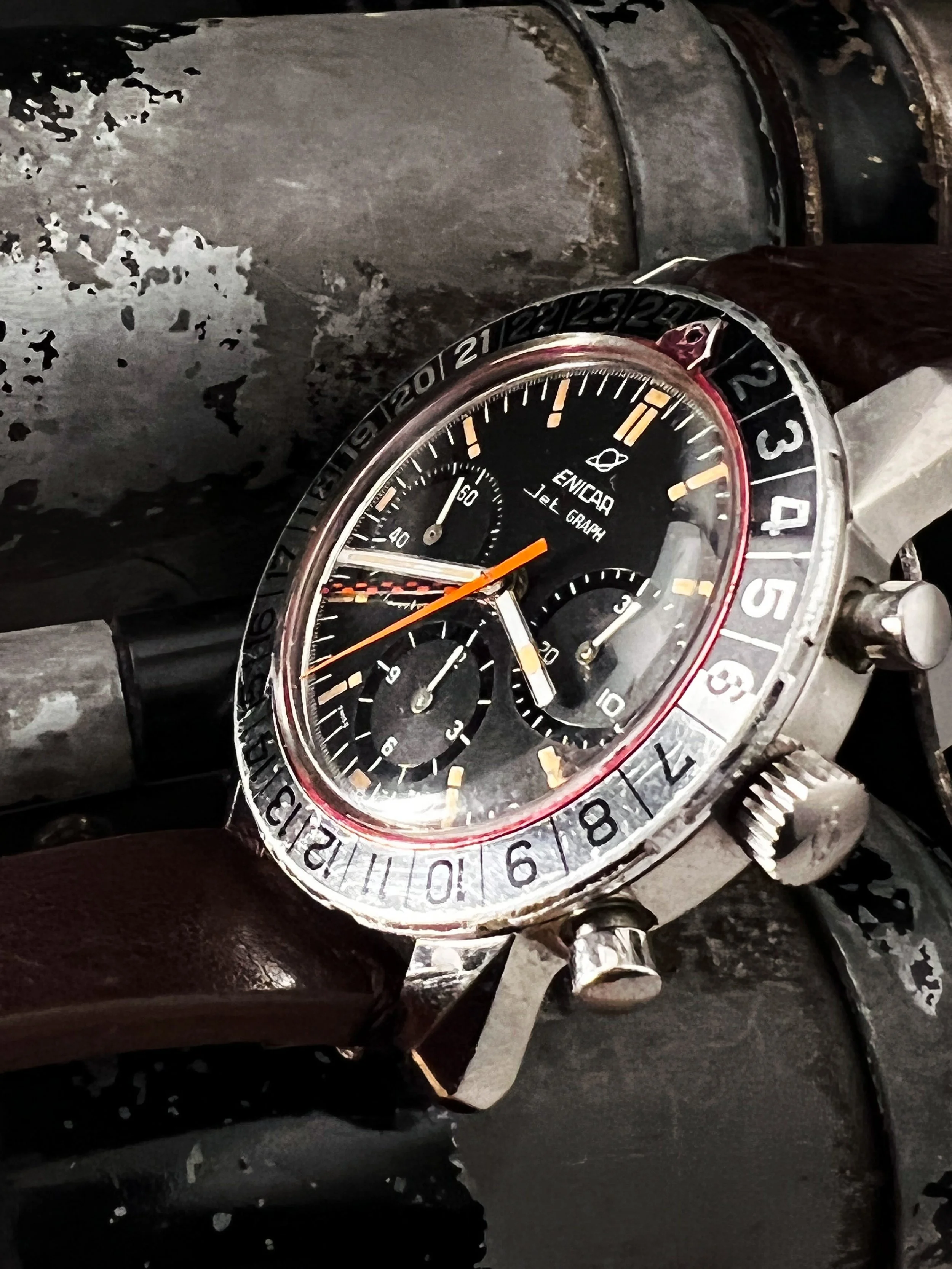 Enicar Jet Graph Chronograph Sherpa 300 GMT — Cool Vintage Watches