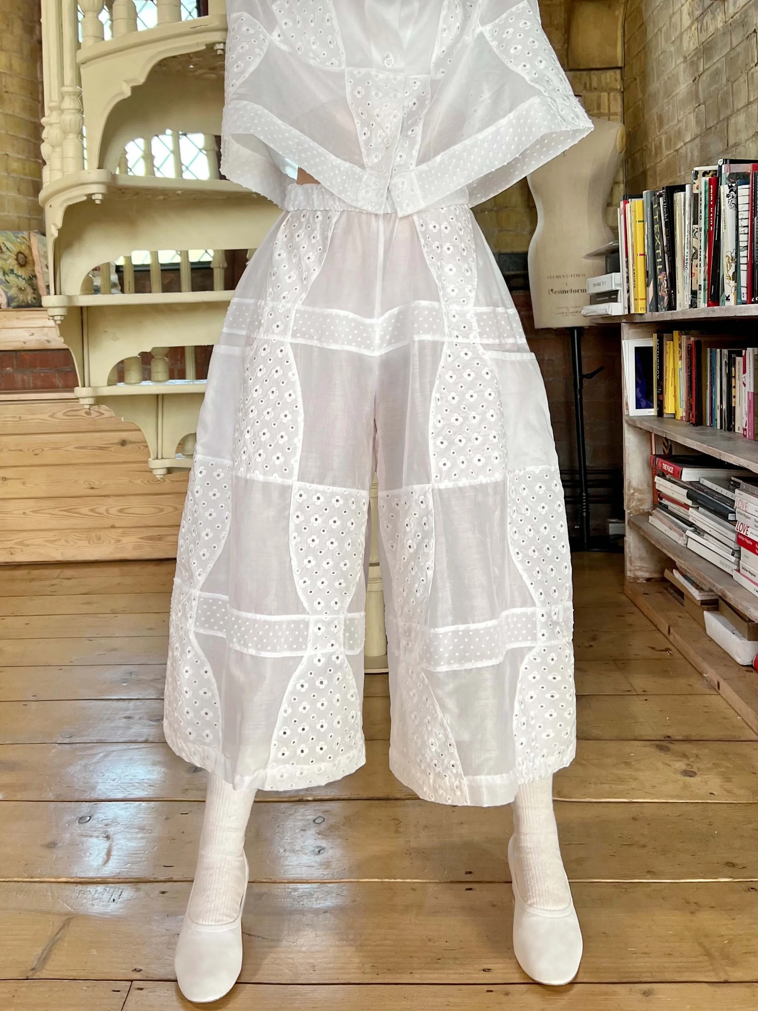 Bow Patchwork wide Leg Crop Trouser Shop — R O B E R T S | W O O D